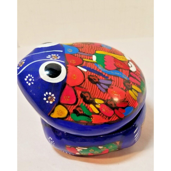 unknown | Dining | Hand Painted Cobalt Blue Terra Cotta Frog Toad ...